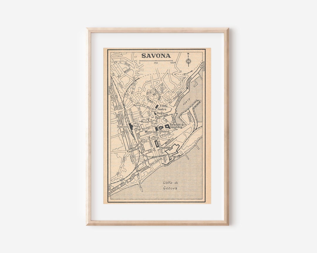 1954 Savona Italy Vintage Map - Etsy