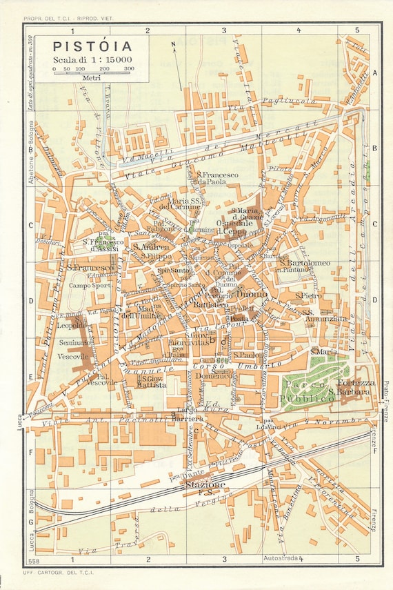 1959 Pistoia Tuscany Italy Vintage Map | Etsy