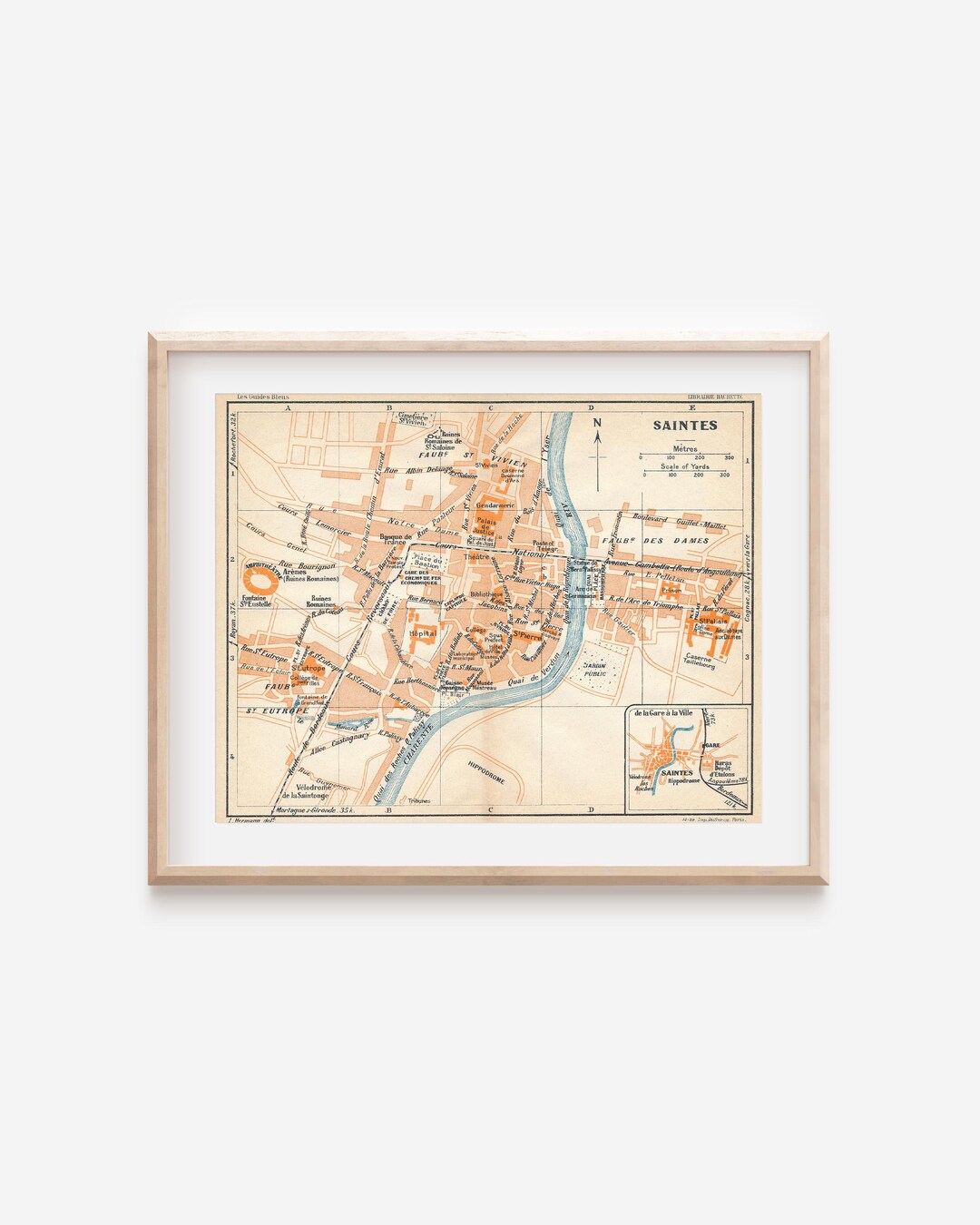 1926 Saintes France Antique Map - Etsy