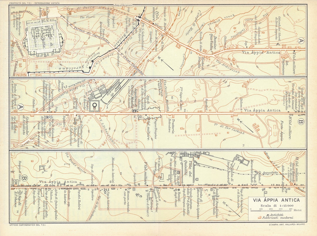 1965 Appian Way Rome Italy Vintage Map - Etsy Australia