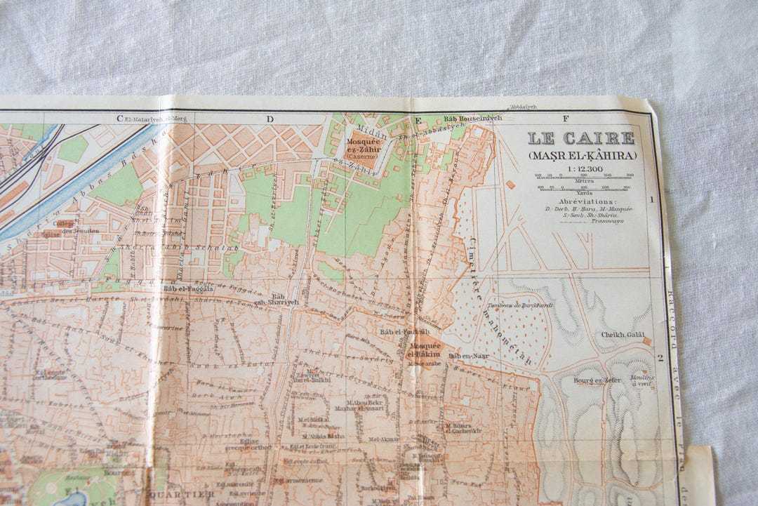 1908 Cairo Egypt Antique Map - Etsy