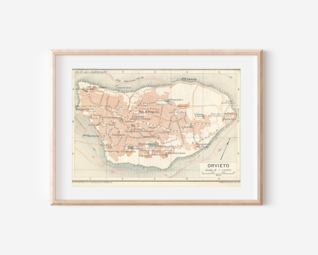 1924 Orvieto Italy Antique Map - Etsy
