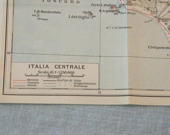 1911 Vintage Central Italy Map - Etsy