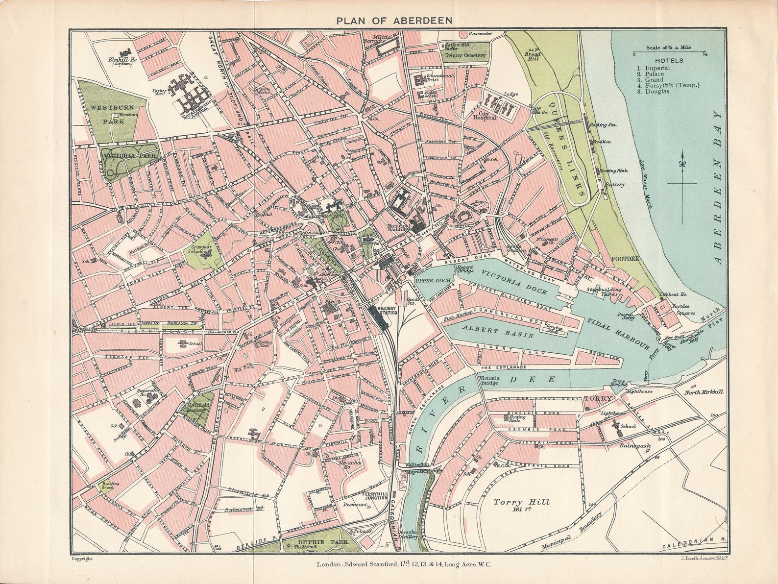 1913 Aberdeen Scotland Antique Map | Etsy