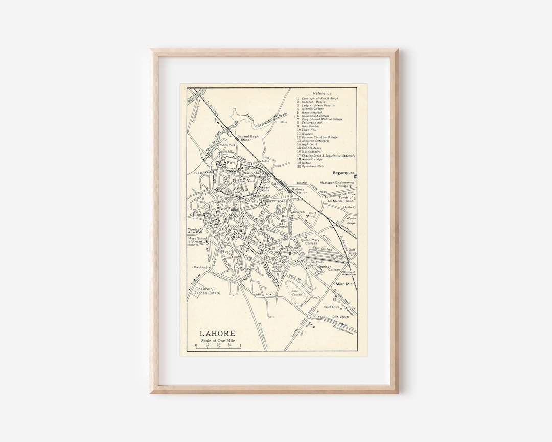 1959 Lahore Pakistan Vintage Map - Etsy