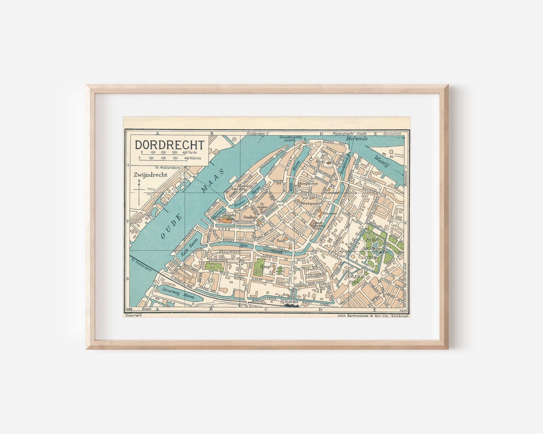 1933 Dordrecht Netherlands Antique Map - Etsy