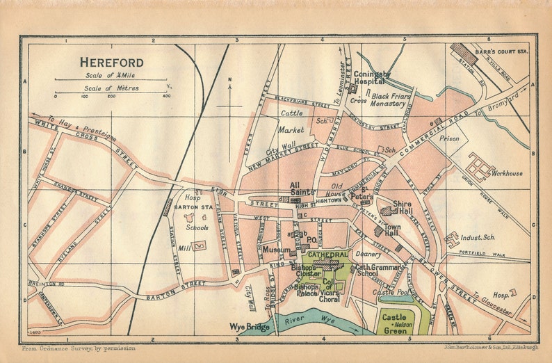 1930 Hereford & Hereford Cathedral United Kingdom great | Etsy