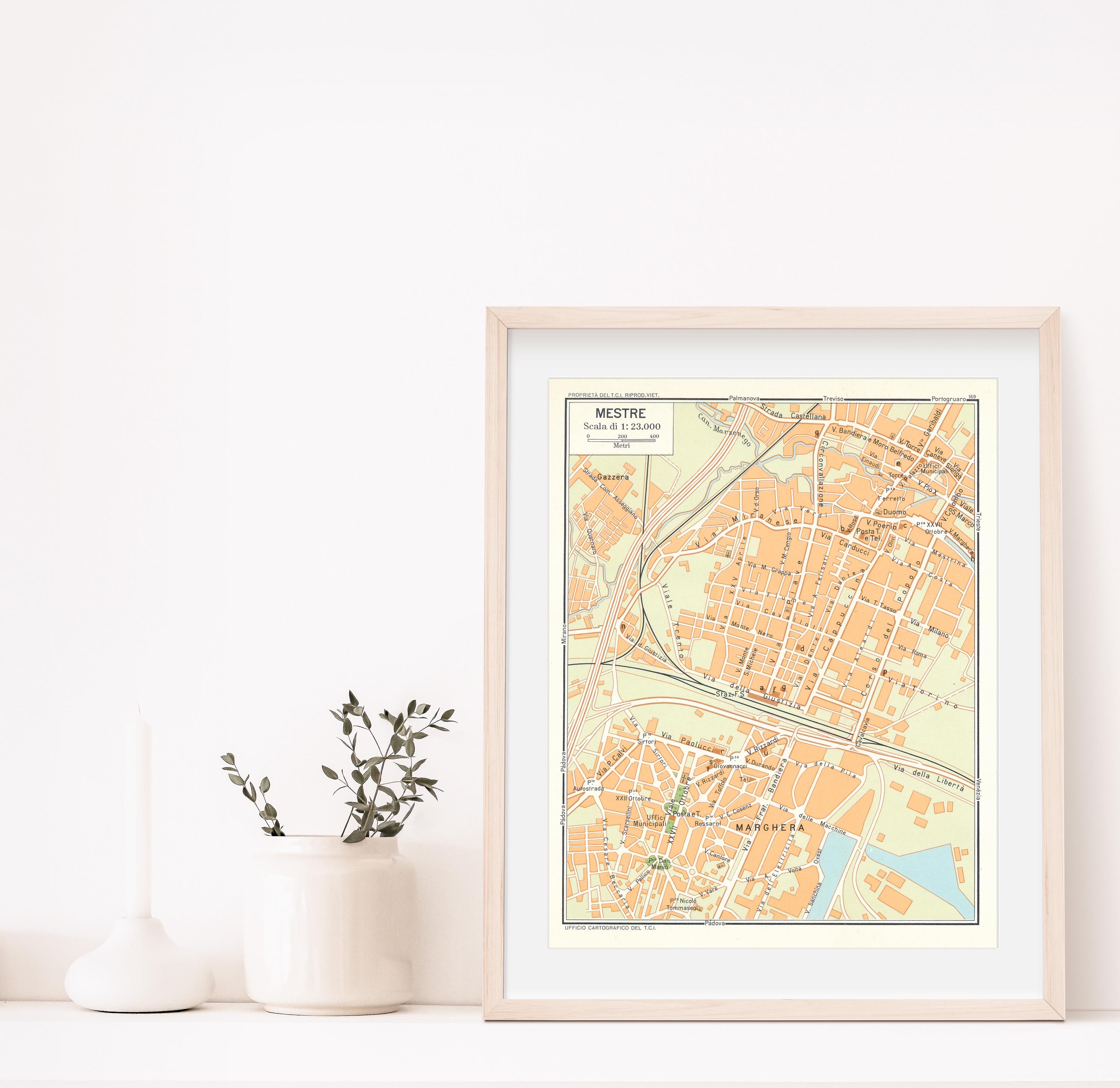 1969 Mestre Venice Italy Vintage Map - Etsy