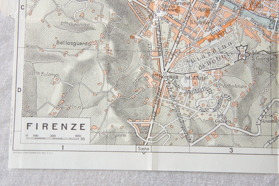 1956 Florence Italy Vintage Map - Etsy