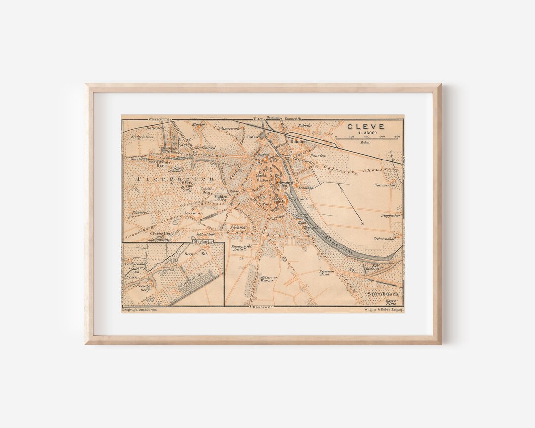 1911 Kleve Germany Antique Map - Etsy