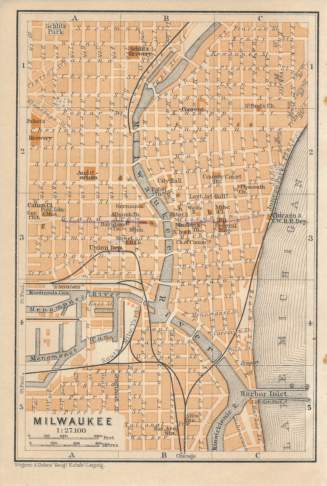 1909 Milwaukee Wisconsin Antique Map - Etsy