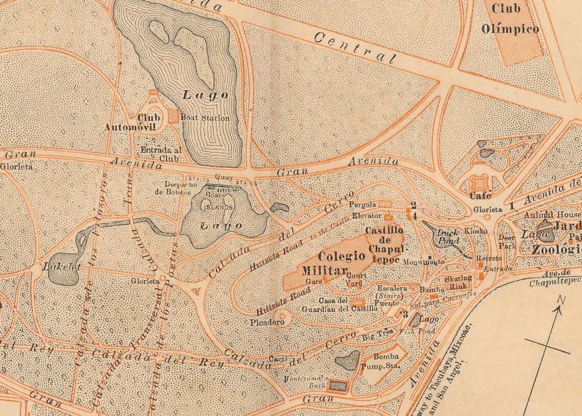 1911 Bosque De Chapultepec Mexico City Mexico Antique Map - Etsy