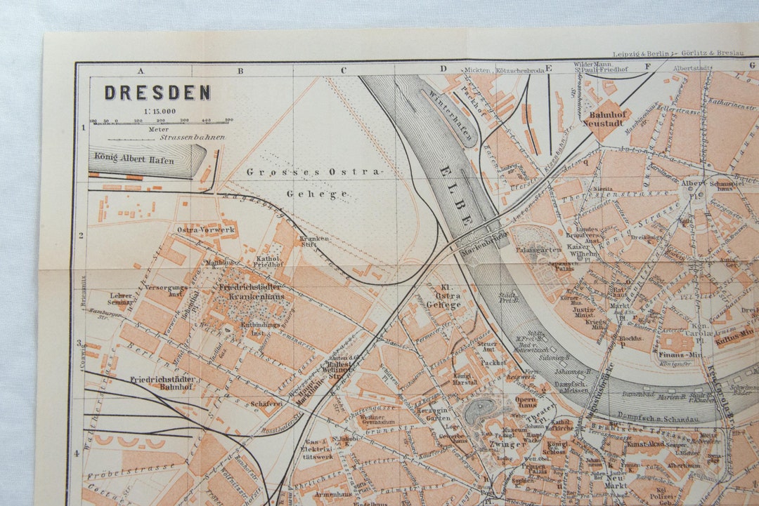 1904 Dresden Germany Antique Map - Etsy
