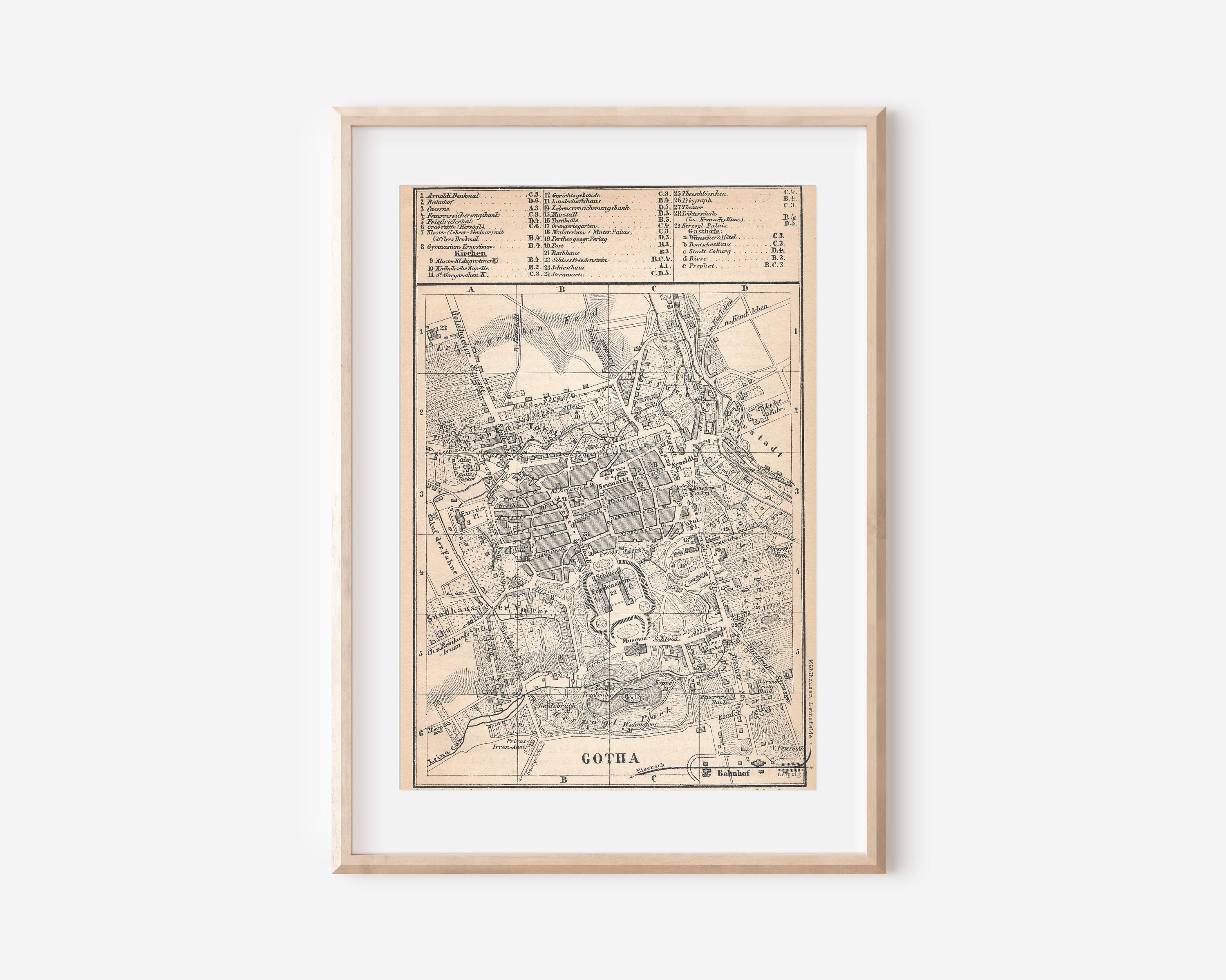 1881 Gotha Germany Antique Map - Etsy
