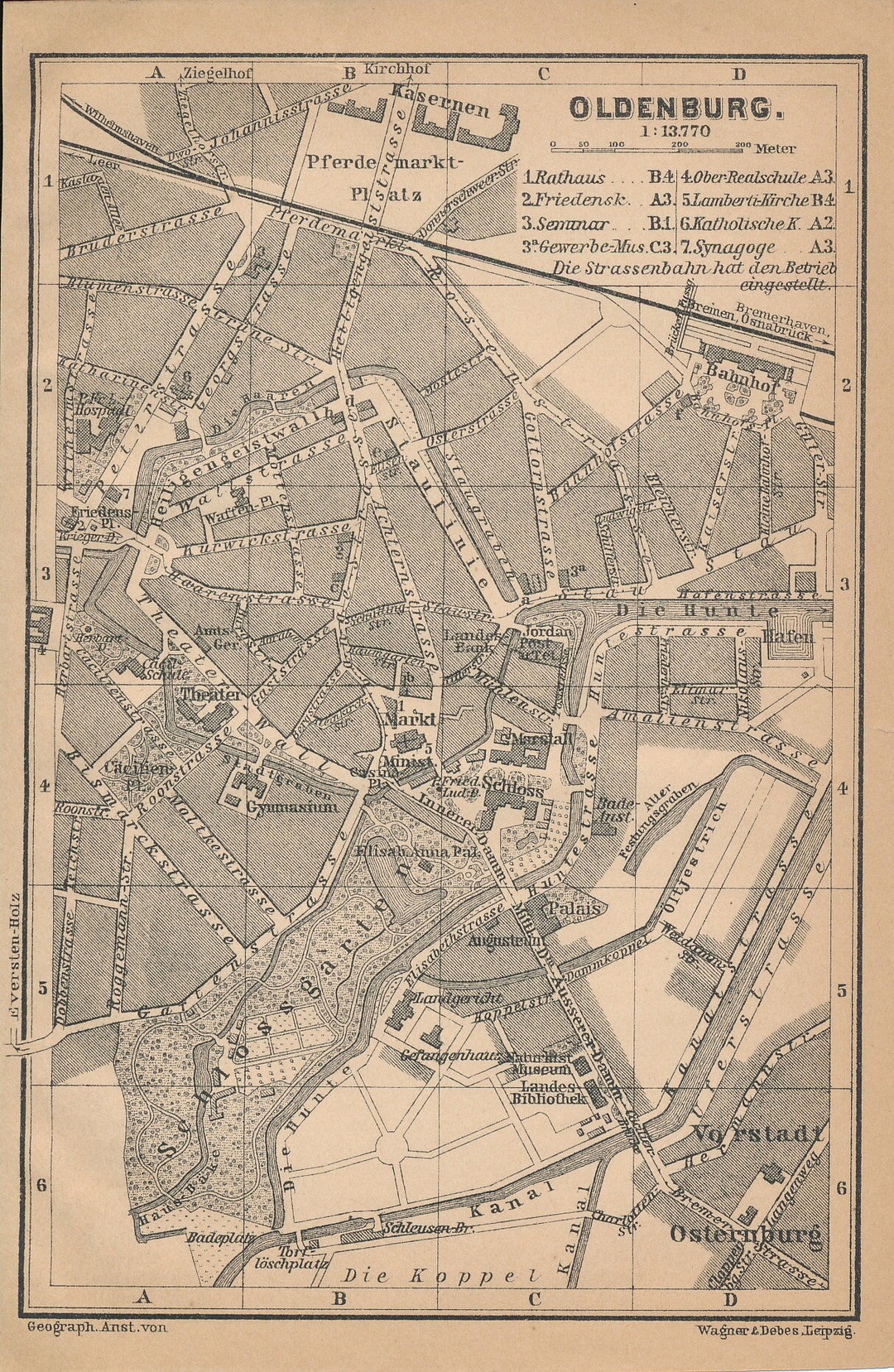 1904 Oldenburg Germany Antique Map - Etsy
