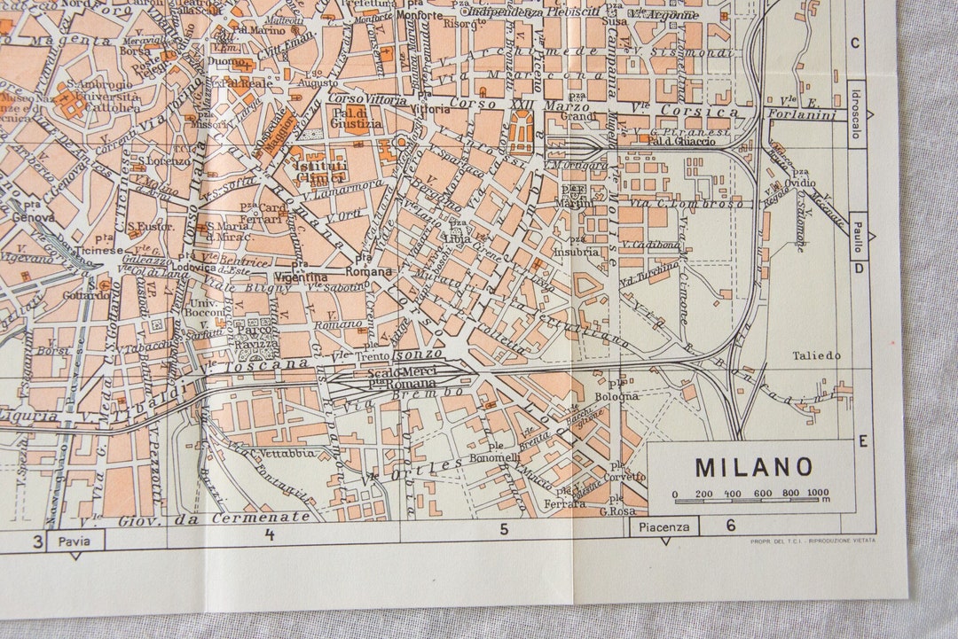 1956 Milan Italy Vintage Map - Etsy