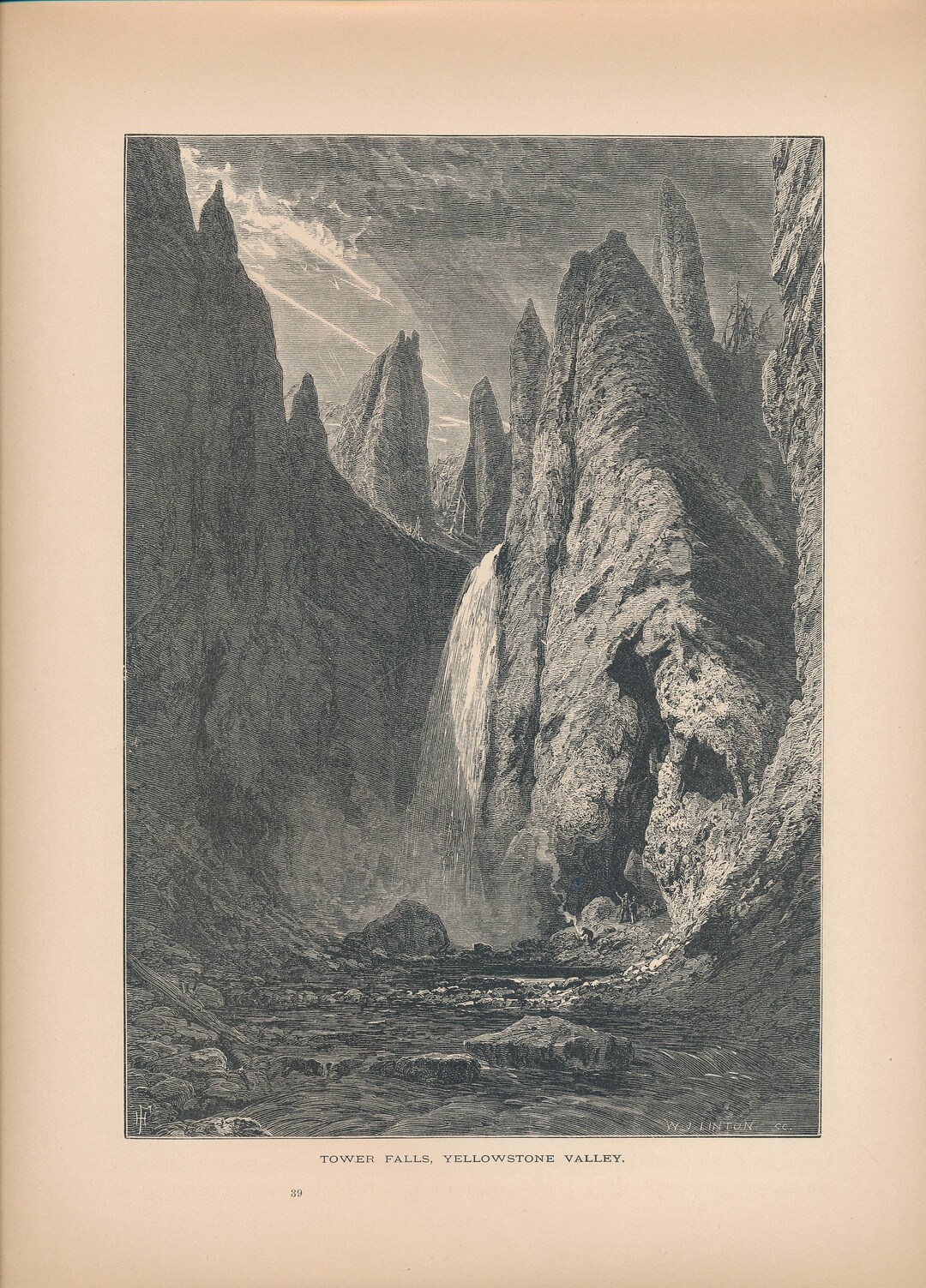 1872 Yellowstone National Park Tower Fall Antique Engraving Print - Etsy