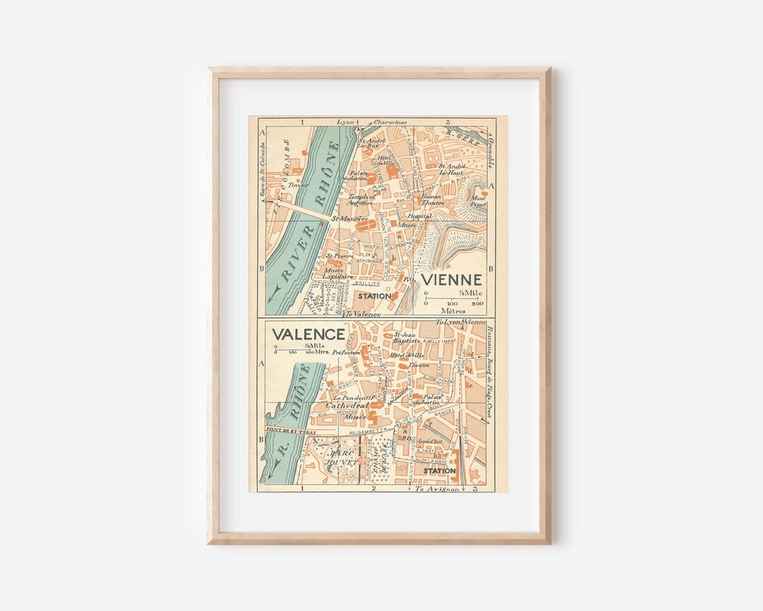 1926 Vienne & Valence France Antique Map - Etsy