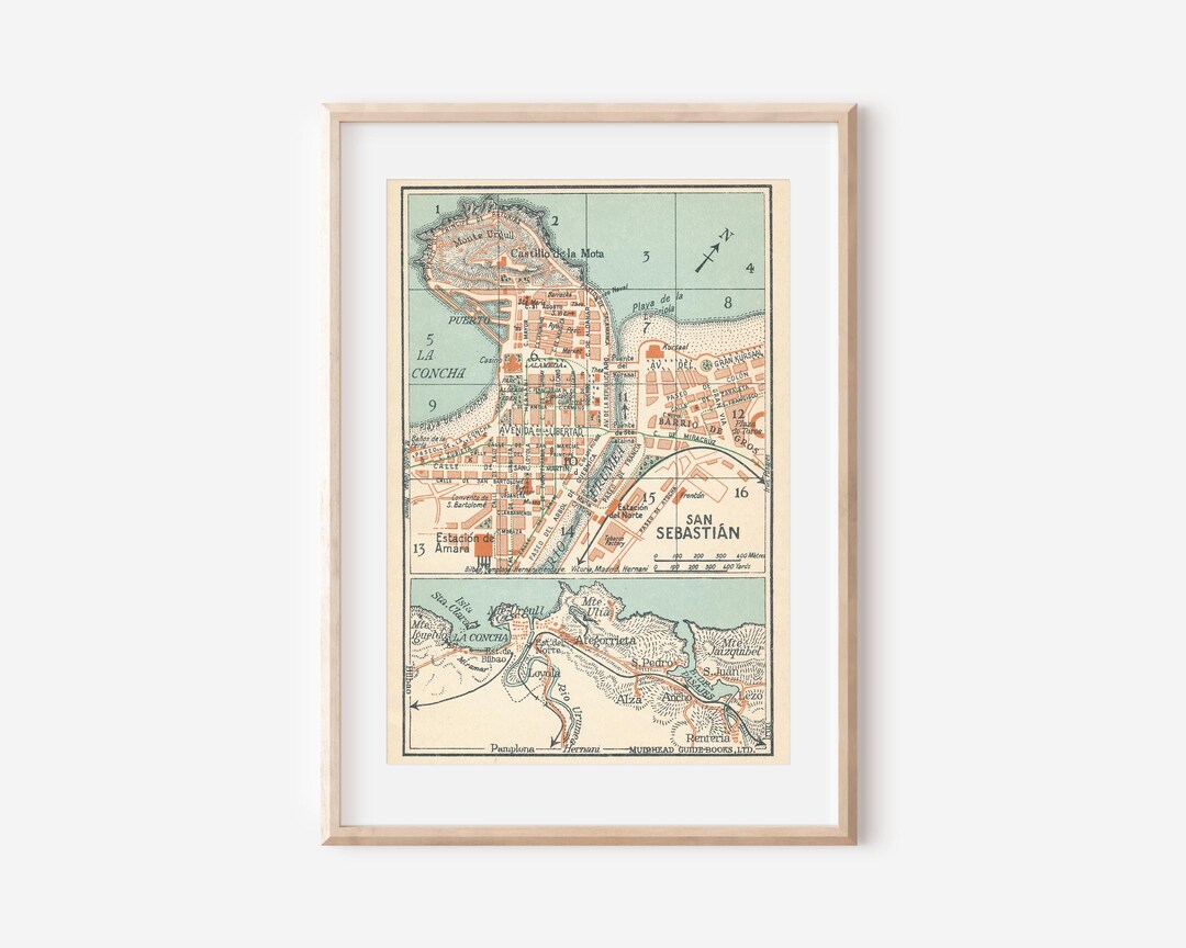 1930 San Sebastian Spain Antique Map - Etsy
