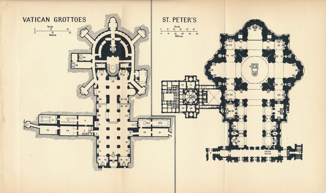 1956 Vatican Grottoes pope's Tombs and St. Peter's Basilica Italy ...