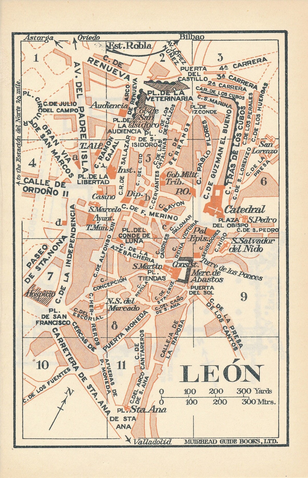 1930 Leon Spain Antique Map - Etsy