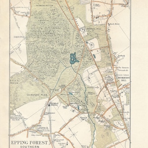 1927 Epping Forest, London, England, United Kingdom Antique Map - Etsy
