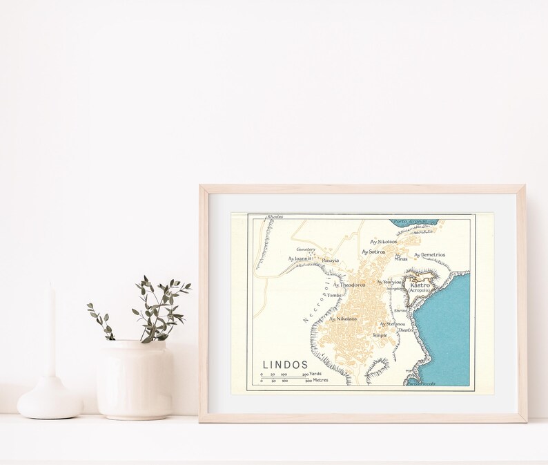 1967 Lindos Rhodes Greece Vintage Map - Etsy