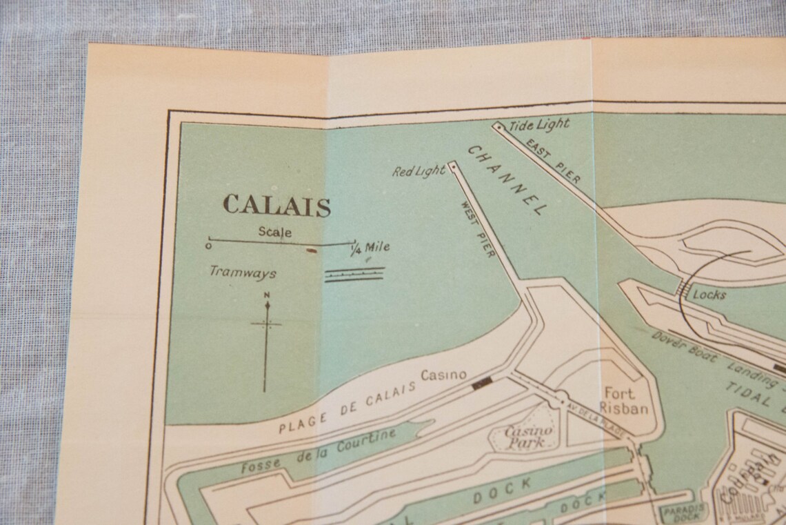 1929 Calais France Antique Map - Etsy