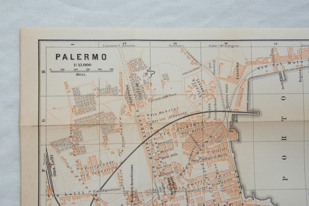 1896 Palermo Sicily Italy Antique Map - Etsy