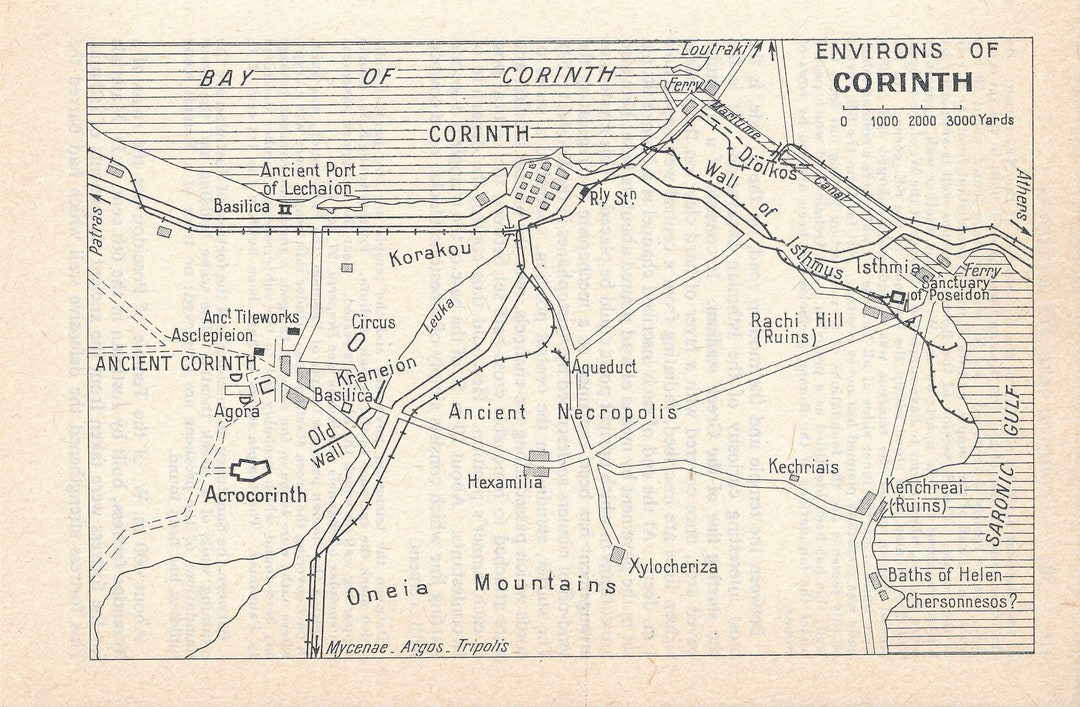 1964 Corinth Greece Vintage Map - Etsy