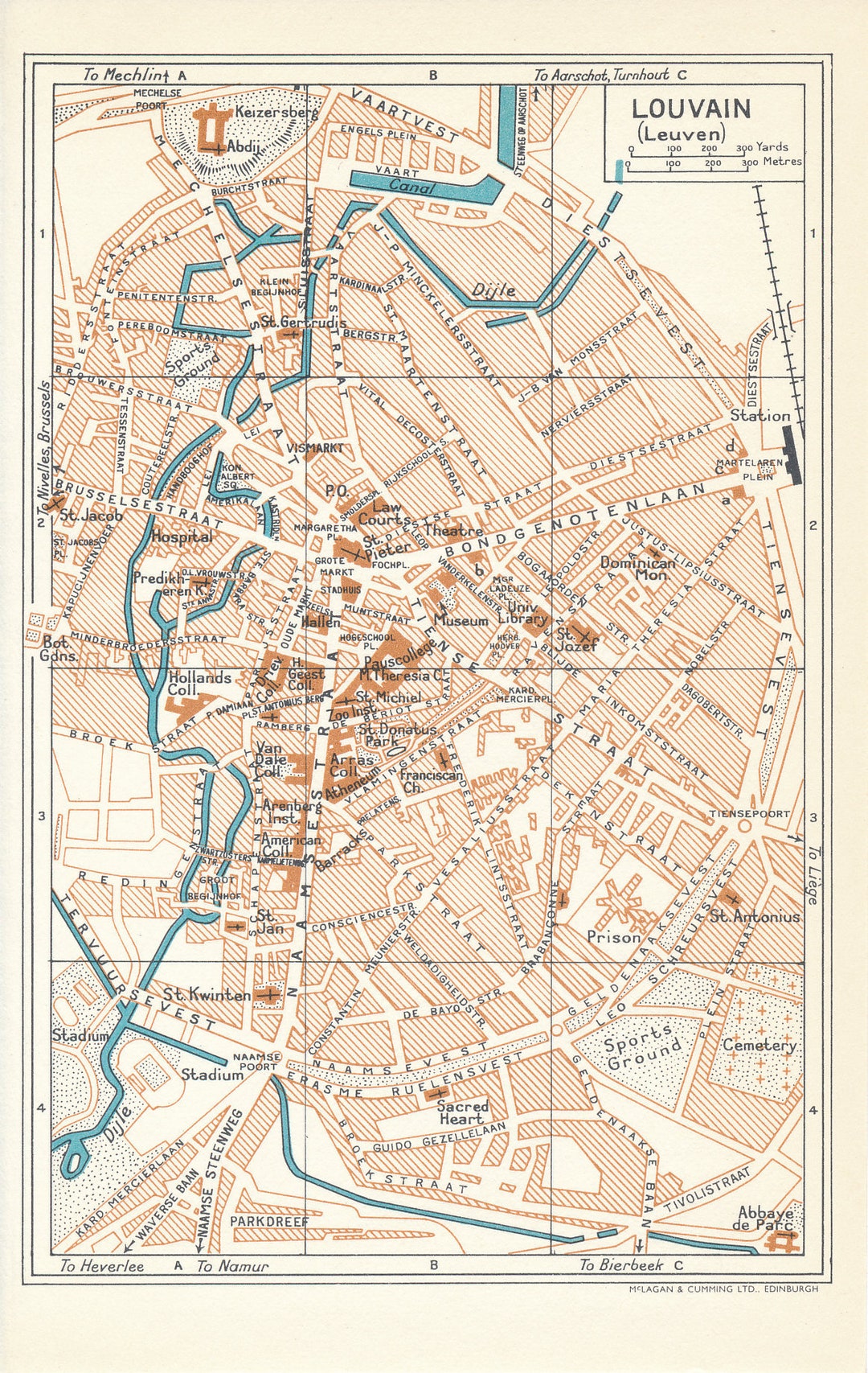 1963 Louvain Belgium Vintage Map - Etsy