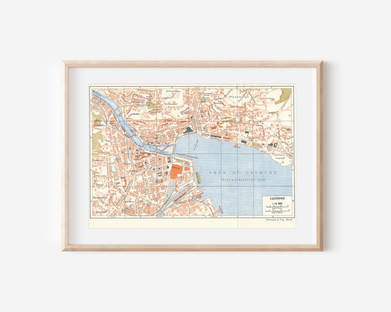 1948 Lucerne Switzerland Vintage Map - Etsy