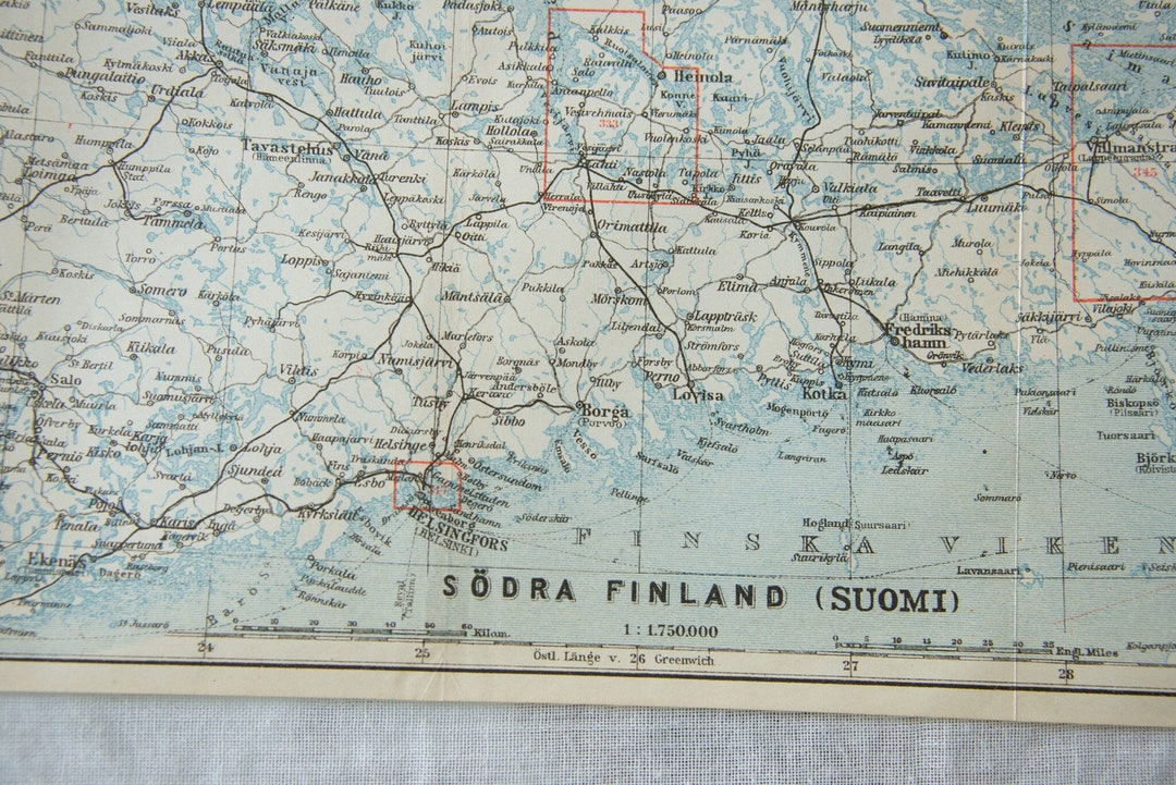 1929 Southern Finland Antique Map - Etsy