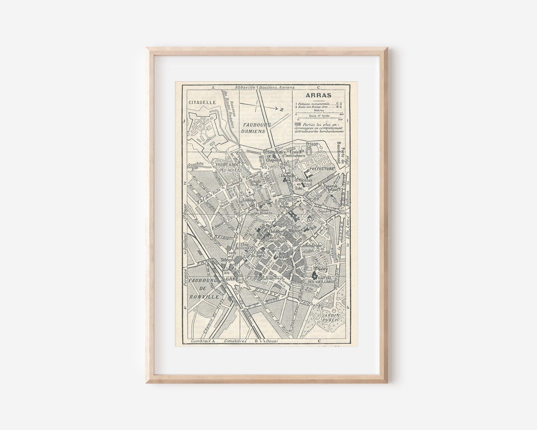 1922 Arras France Antique Map - Etsy