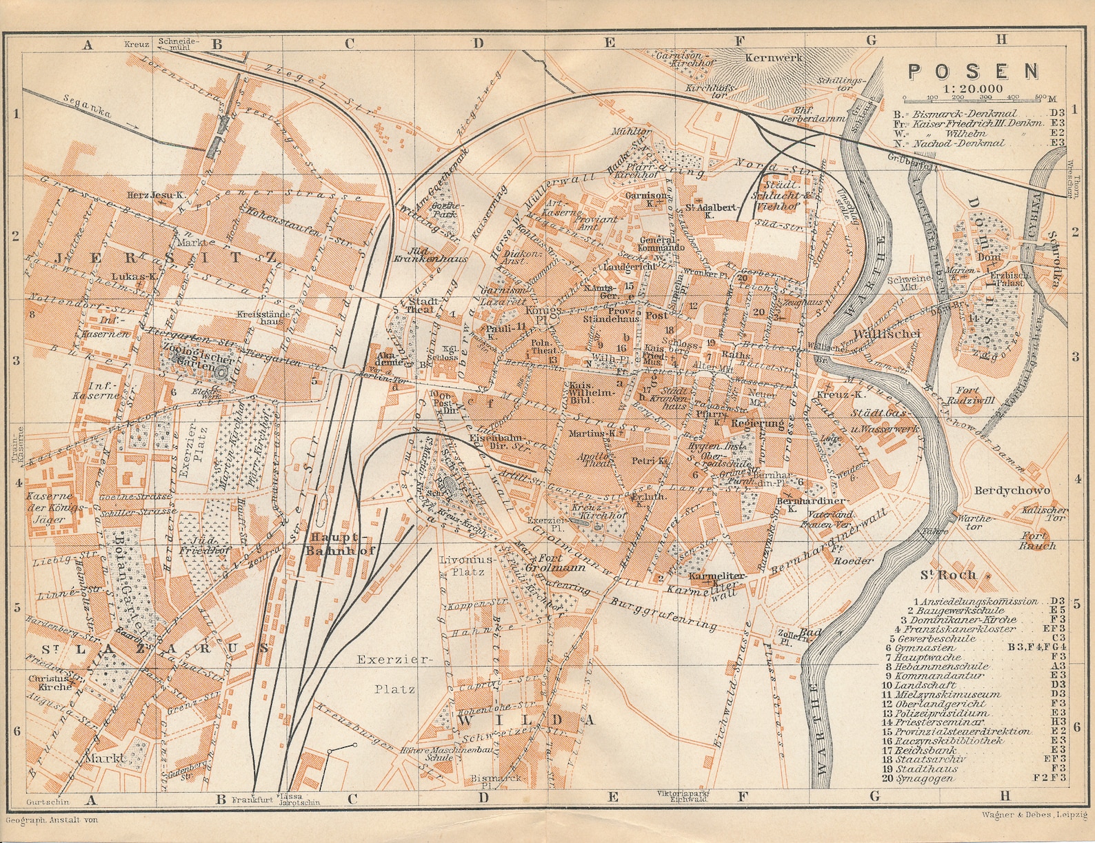 1913 Poznan Poland formerly Posen Germany Antique Map - Etsy