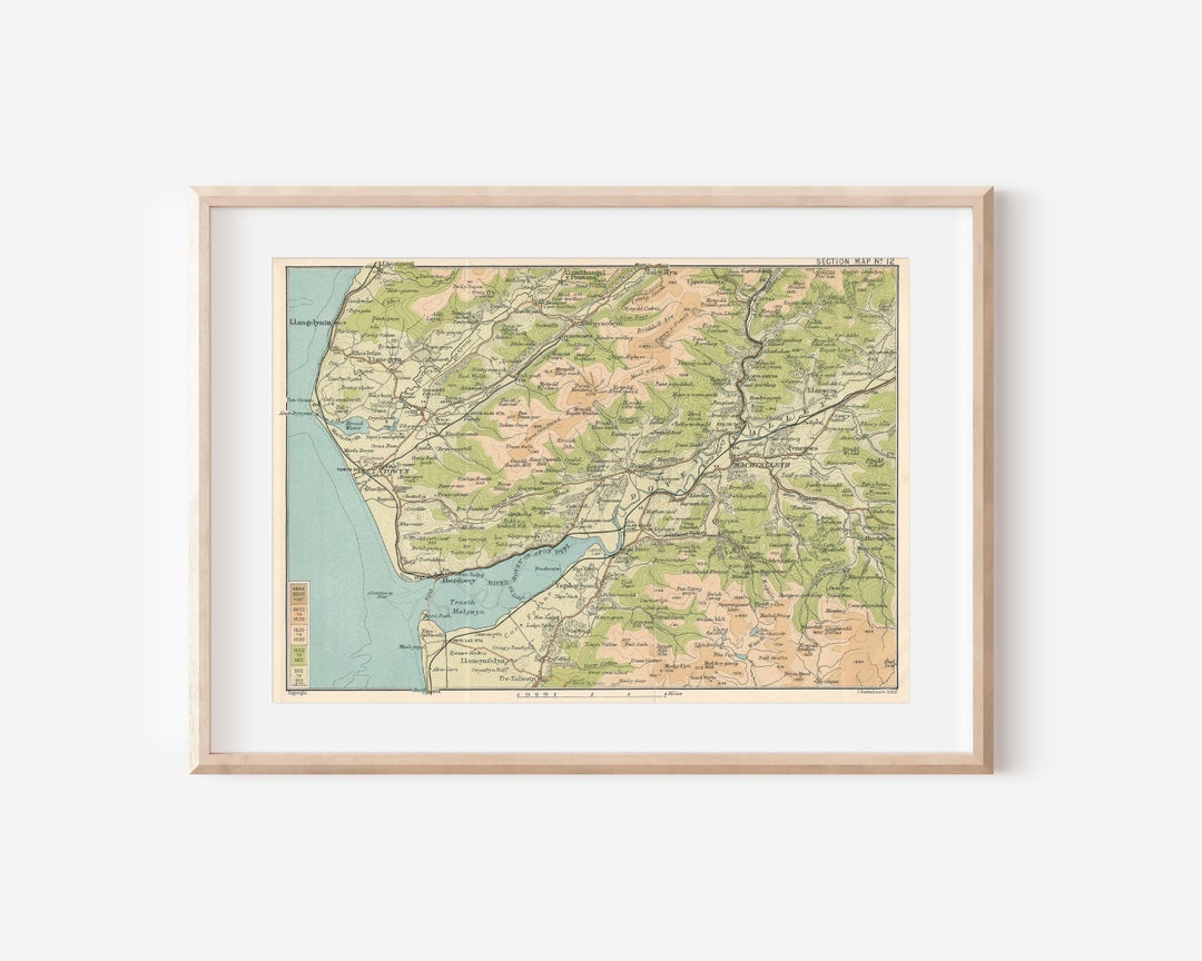 1904 Towyn Wales & Environs United Kingdom Antique Map - Etsy