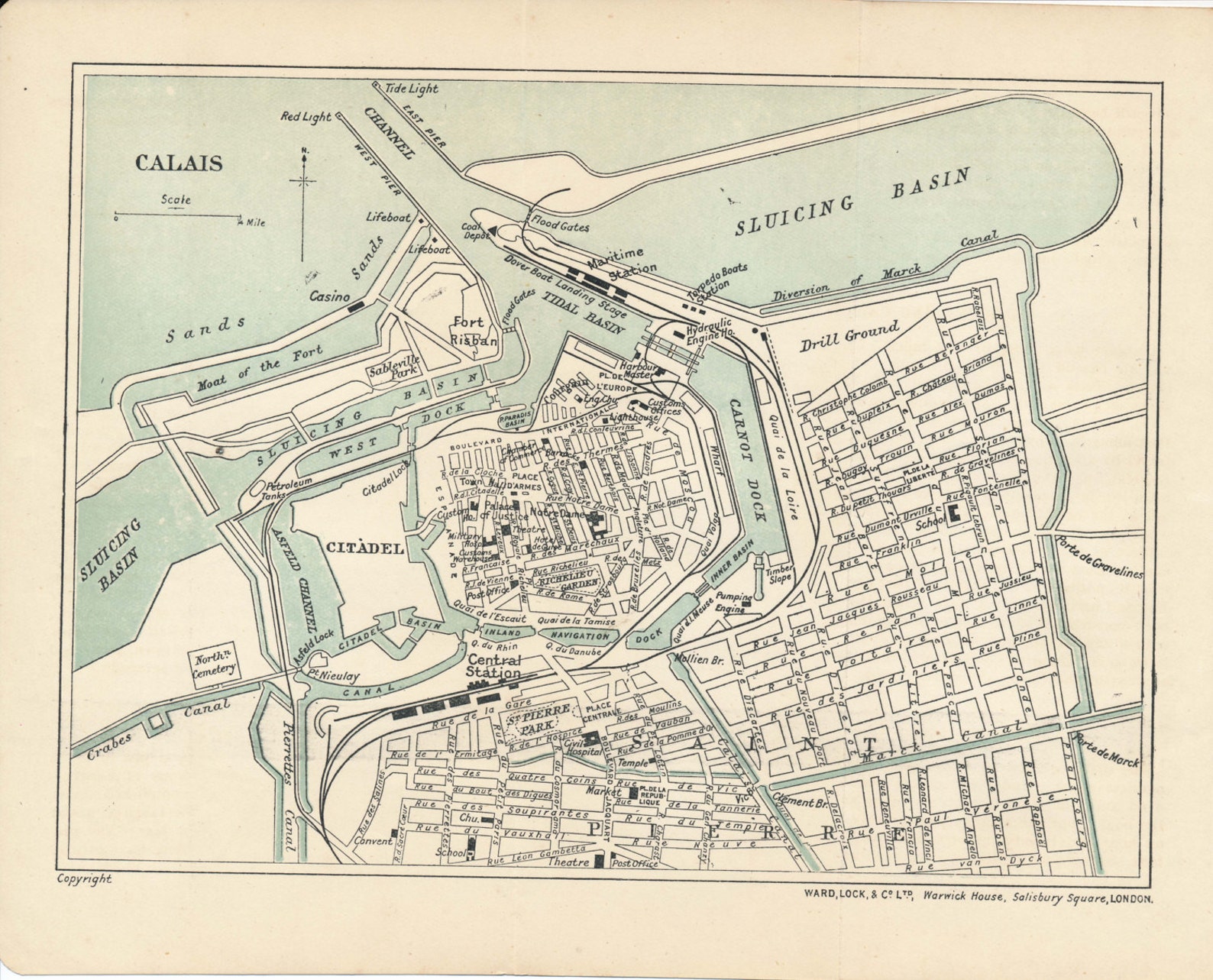 1911 Calais France Antique Map - Etsy