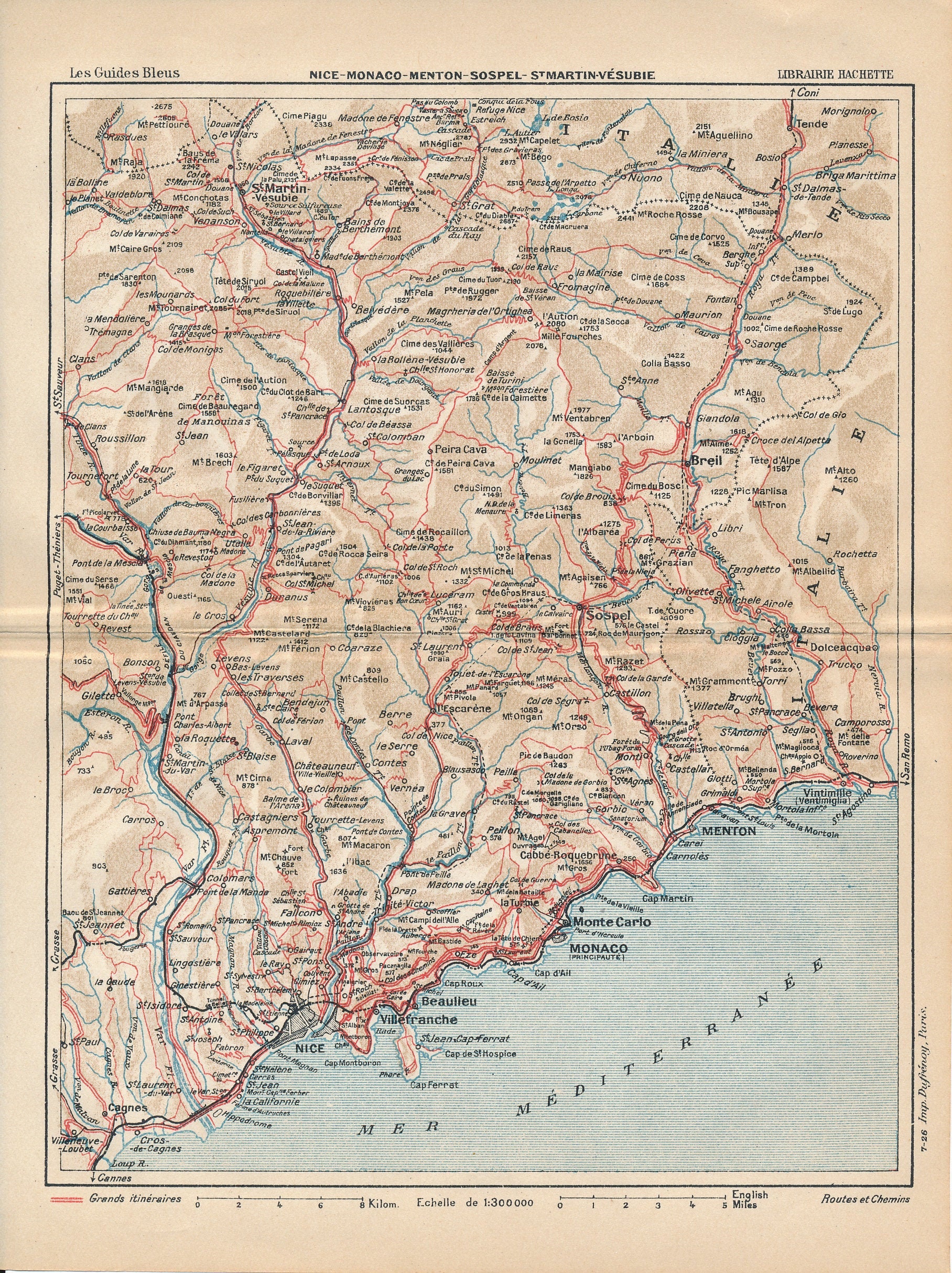1926 French Riviera Provence Monaco Nice France Antique Map | Etsy
