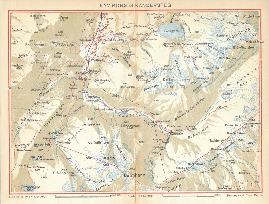 1948 Kandersteg Switzerland Vintage Map - Etsy