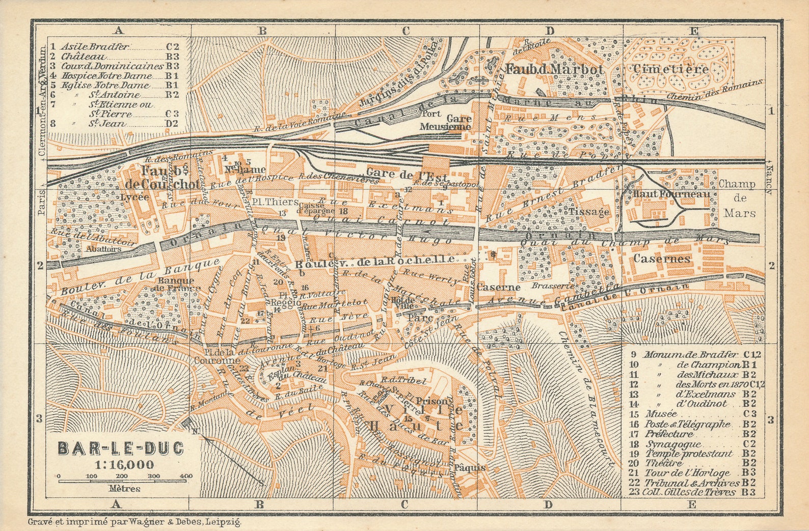 1909 Bar-le-duc France Antique Map - Etsy