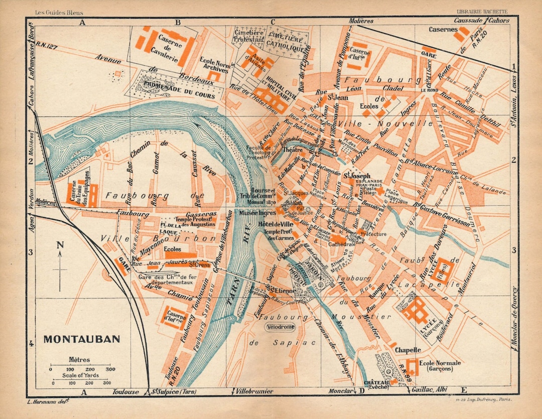 1928 Montauban France Antique Map - Etsy