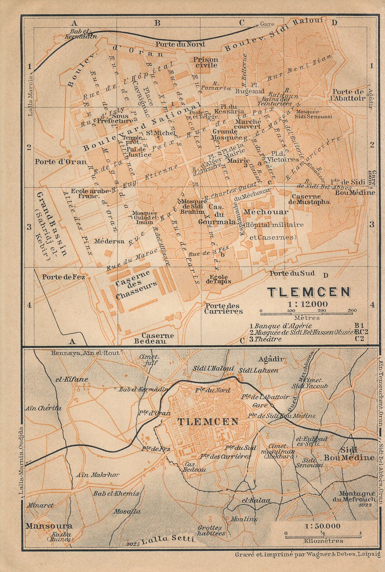 1911 Tlemcen Algeria Antique Map - Etsy
