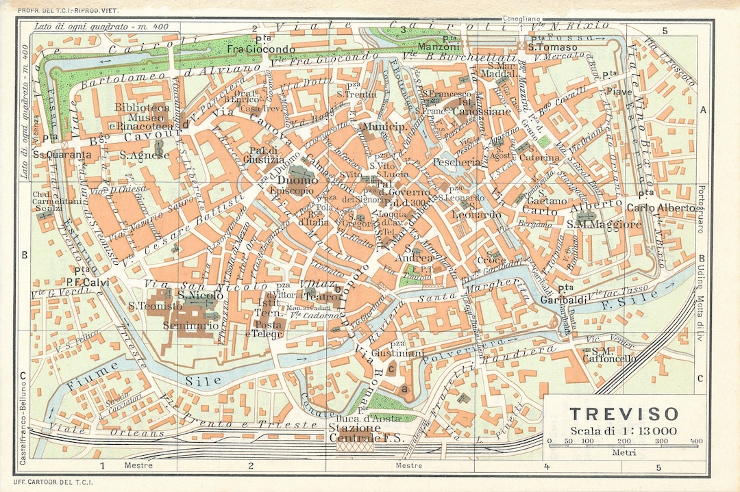 1969 Treviso Italy Vintage Map - Etsy