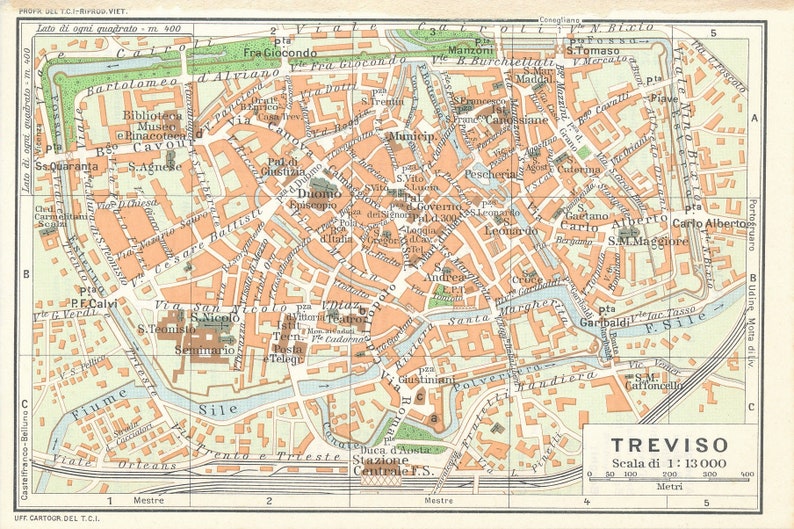 1969 Treviso Italy Vintage Map - Etsy