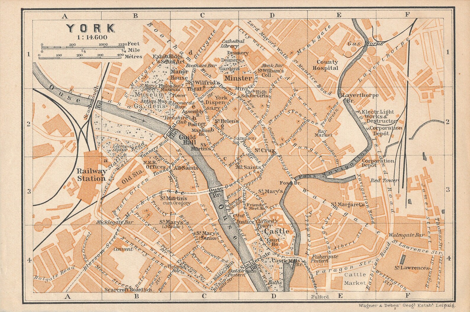 1906 York United Kingdom Antique Map - Etsy