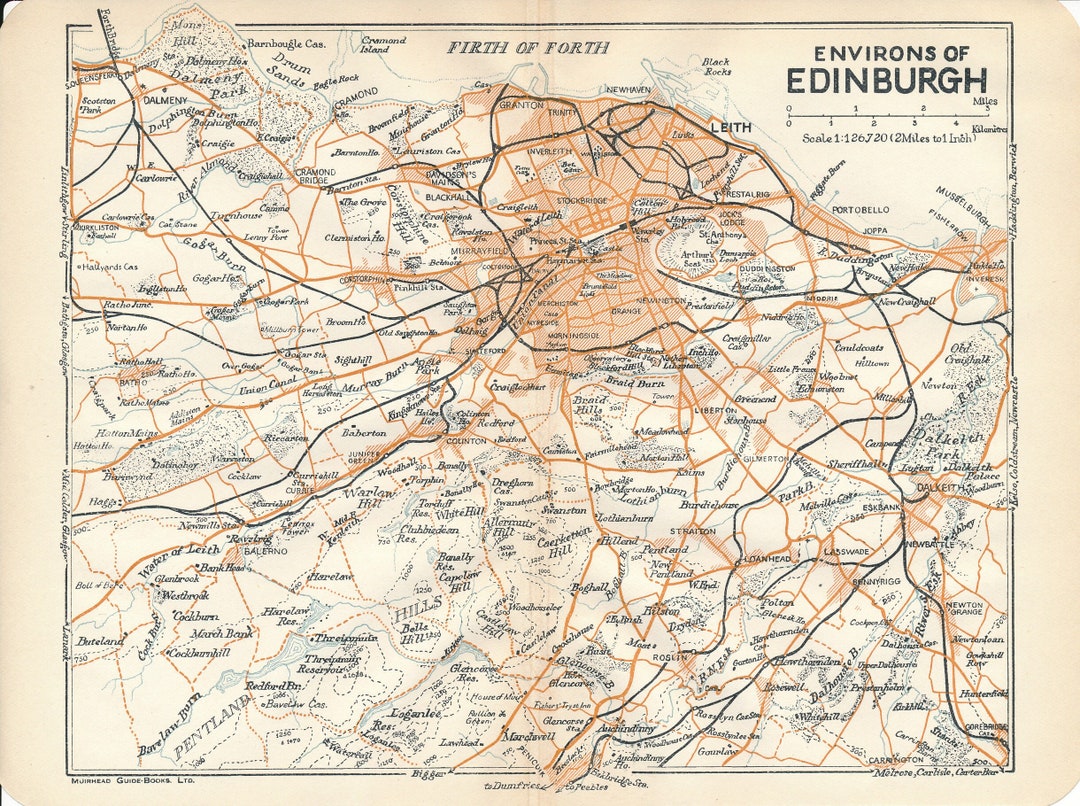 1927 Edinburgh Scotland Antique Map - Etsy