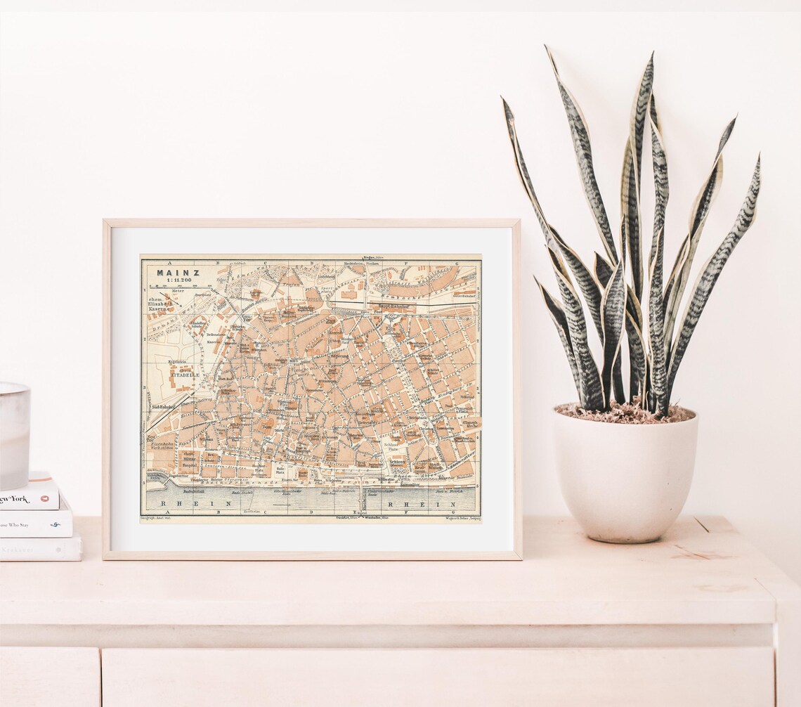 1931 Mainz Germany Antique Map - Etsy