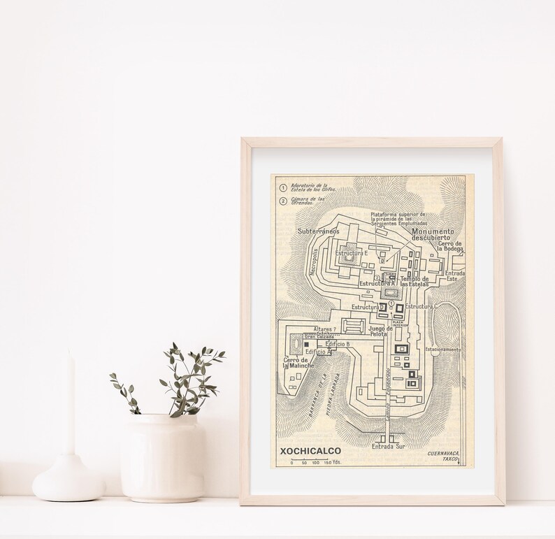 1968 Xochicalco Mexico Vintage Map - Etsy