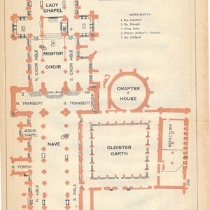 1930 Worcester & Worcester Cathedral United Kingdom Antique Map - Etsy