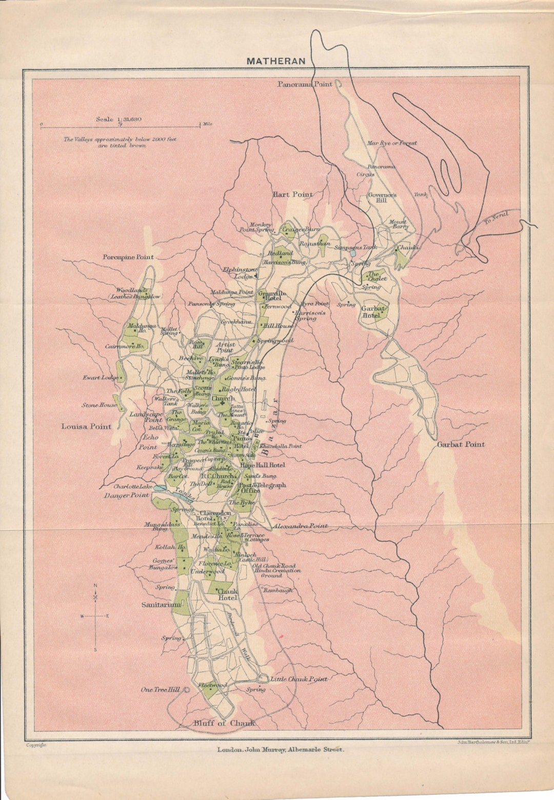 1924 Matheran India Antique Map - Etsy